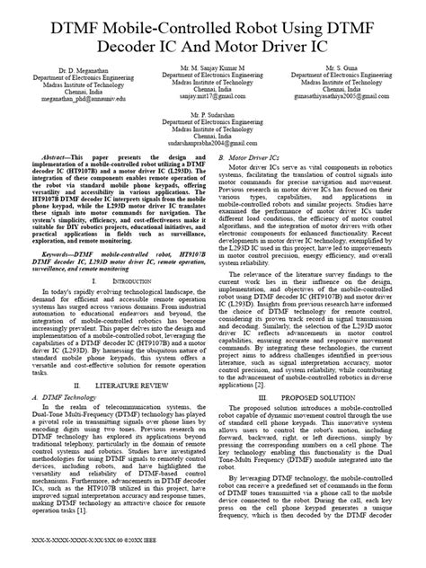 dtmf mobile controlled robot using dtmf decoder ic and motor driver ic