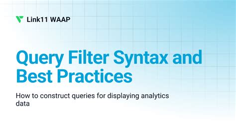Query Filter Syntax And Best Practices Link11 Waap