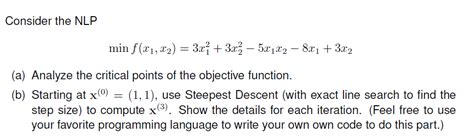 Solved Consider The Nlp Min F X1 C2 3x 3xž 5x1x2