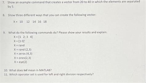 Solved 7 Show An Example Command That Creates A Vector From