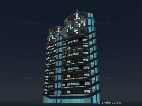 Blender科技感建筑大楼模型 Blender布的