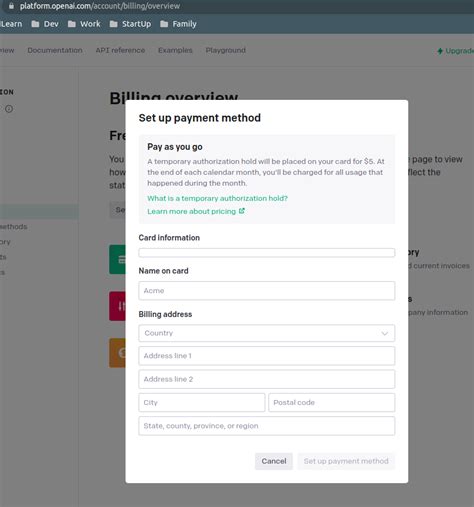In Payment Method No Card Information Field Api Openai Developer Community