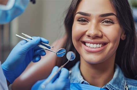 Premium Photo Woman Smiling During Dental Exam