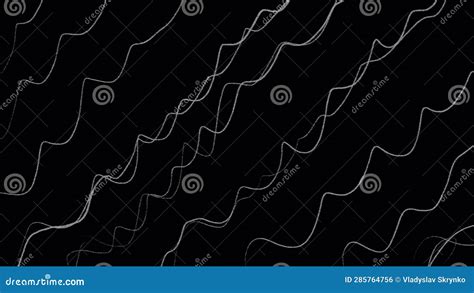 Thin White Lines Of Interference On A Black Screen Stock Footage