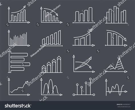 Set Minimal Line Icons Different Graphs Stock Vector Royalty Free 342902027 Shutterstock