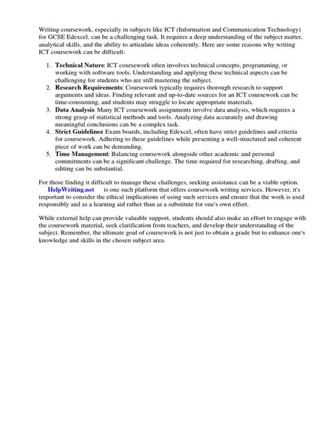 Ict Coursework Gcse Edexcel Download Free Pdf Educational Technology Information And