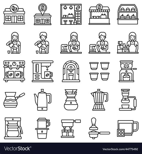 Coffee Shop Line Icon Set 1 Royalty Free Vector Image