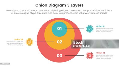 큰 원이 있는 인포그래픽 템플릿 배너의 양파 다이어그램 구조 3점 스테이지 목록이 있는 선 0명에 대한 스톡 벡터 아트 및 기타 이미지 Istock