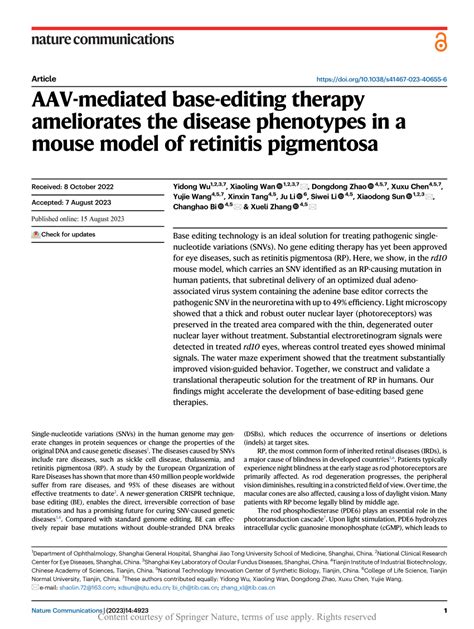 Pdf Aav Mediated Base Editing Therapy Ameliorates The Disease Phenotypes In A Mouse Model Of