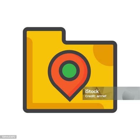 위치 아이콘이 있는 파일 폴더입니다 파일 폴더 그림입니다 플랫 벡터 아이콘입니다 아이콘 디자인 요소 Ui 웹 앱에 사용할 수 있습니다 0명에 대한 스톡 벡터 아트 및 기타