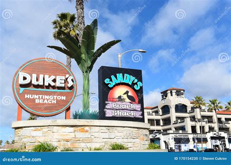 Sign For Dukes Restaurant And Sandys Beach Shack At The Pier In