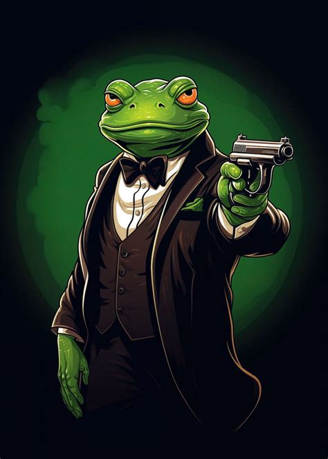 Gangster Frog Poster Picture Metal Print Paint By Powerful Words