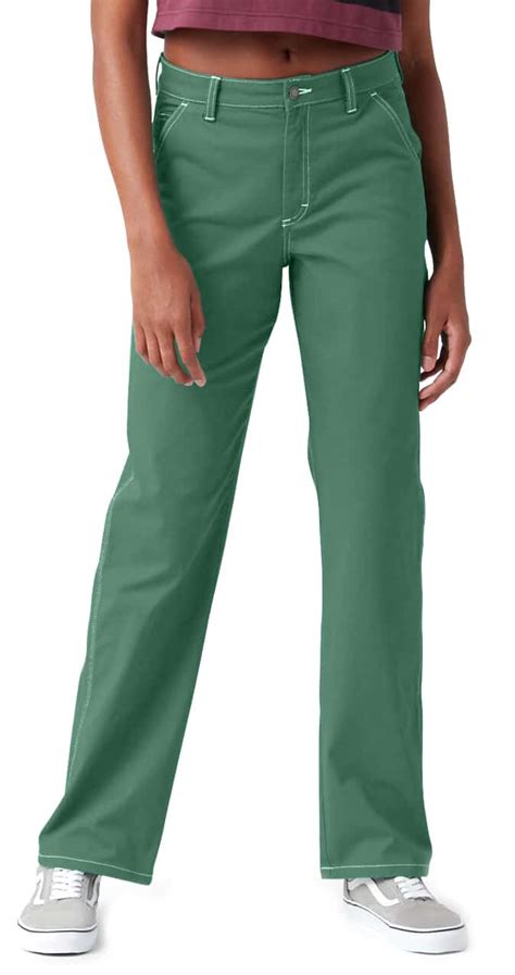 Dickies Womens Contrast Stitch Carpenter Pants Dark Ivy Tactics
