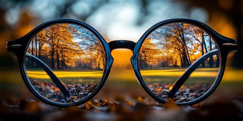 Focused Perspective Through A Pair Of Eyeglasses Clear Vision Through