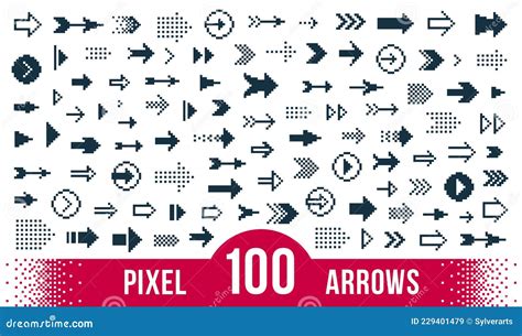 8 Bit Pixel Arrows Vector Big Set Of Icons Collection Of Arrow Direction Cursors In Old Pc Or