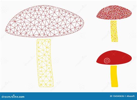 Natural Mushroom Vector Mesh Wire Frame Model And Triangle Mosaic Icon Stock Vector