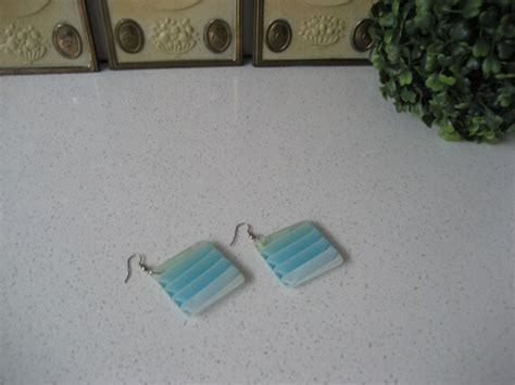 Vintage Aqua Eau De Nil Louver Pattern Lucite Hook Ea Gem