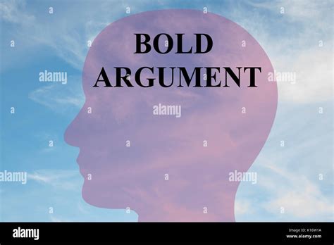 Render Illustration Of Bold Argument Title On Head Silhouette With Cloudy Sky As A Background