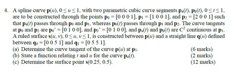 a spline curve p u 0 ≤ u ≤ 1 with two parametric