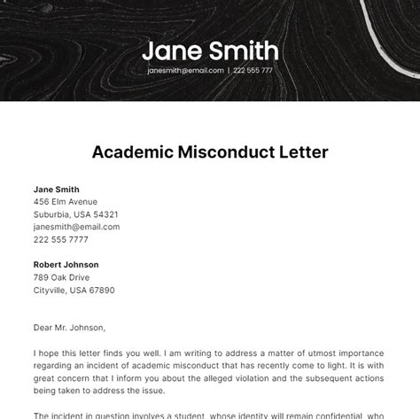 Free Academic Misconduct Letter Template To Edit Online