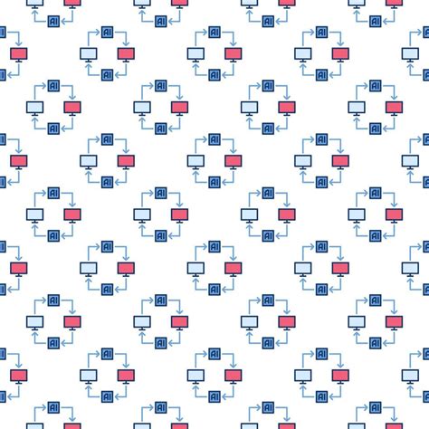 Ai Computers Connected With Arrows Vector Artificial Intelligence Colored Seamless Pattern