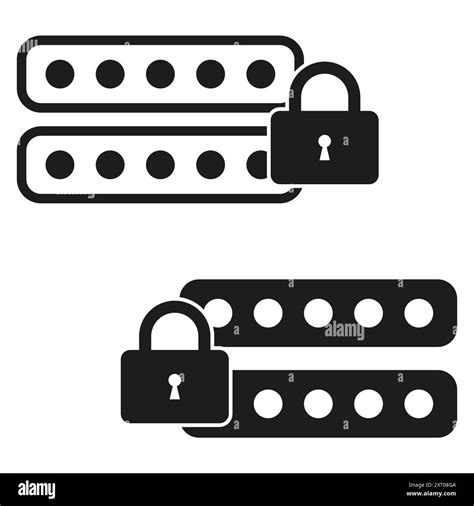 Server Security Icons Data Protection Vector Black And White Design