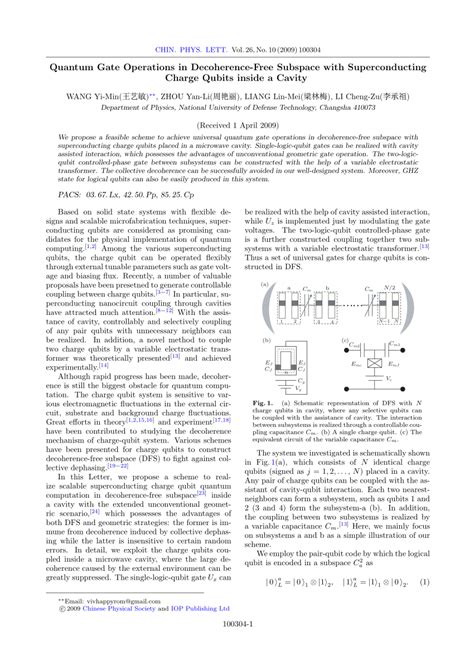Pdf Quantum Gate Operations In Decoherence Free Subspace With Superconducting Charge Qubits