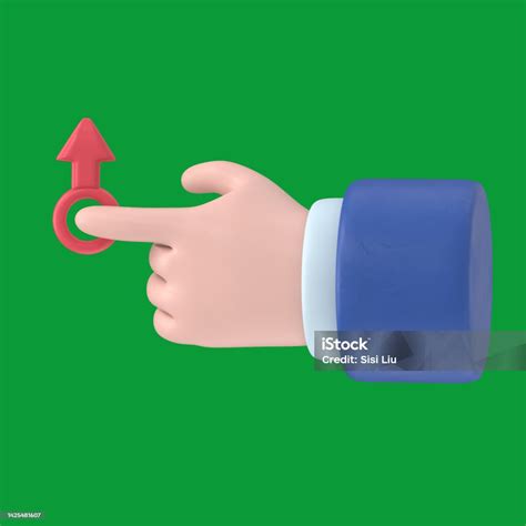 그린 스크린 Mockuptouchscreen 제스처 라인 아이콘3d 일러스트 레이 션 손 터치 버튼 왼쪽 만화 캐릭터 손을 스 와이프합니다 푸티지 및 클리핑 경로에 대한