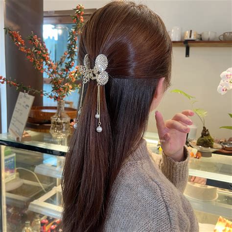 可爱满钻樱桃流苏小抓夹女后脑勺发夹高级感鲨鱼夹子头饰半扎发卡 阿里巴巴