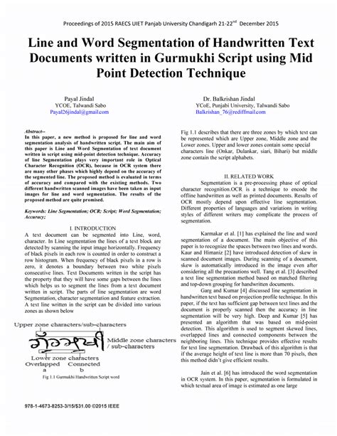 Pdf Line And Word Segmentation Of Handwritten Text Documents Written In Gurmukhi Script Using