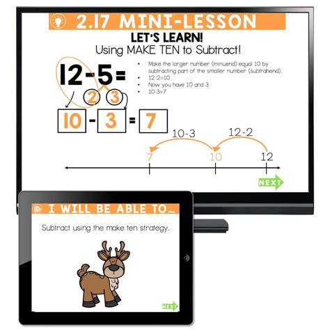 Lucky To Learn Math Subtract With Make Ten Lesson 217 Teaching Slides Lucky Little Learners