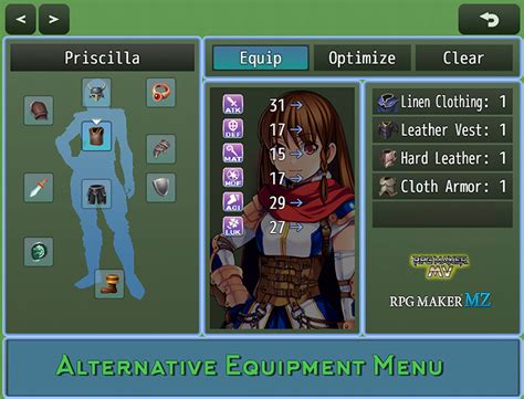 Alternative Equipment Menu Plugin Mz Mv Rpg Maker Forums
