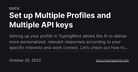 Set Up Multiple Profiles And Multiple Api Keys