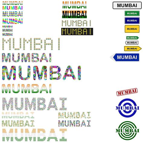 뭄바이 텍스트 디자인 세트 벡터 Ai Eps Uidownload
