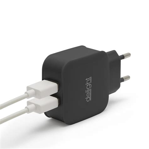 Hálózati Usb Töltő és Adapter 2 Usb 2 1a Delight Fekete Meromuszerek Hu