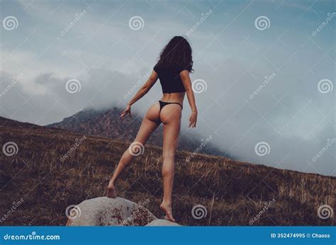 Young Slim Woman In Lingerie Posing Stock Image Image Of Stand