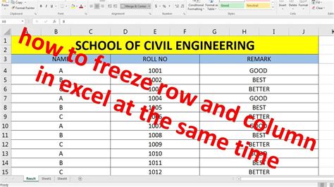 How To Freeze Row And Column In Excel Same Time Templates Sample