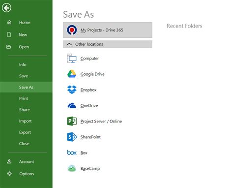 Save Password Protected MPP Files Project Plan 365