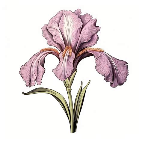 Pink Iris Flower Illustration In Baroque Classicism Style Premium Ai Generated Image