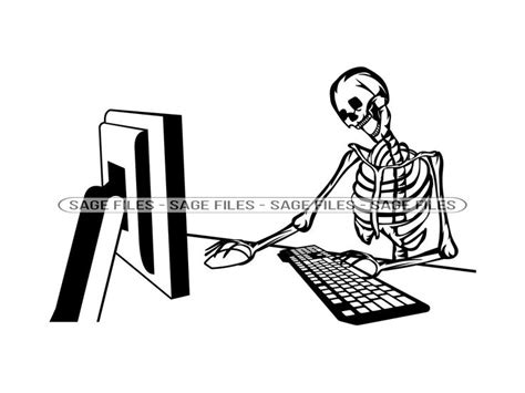 Skeleton On Computer Svg Skeleton Svg Computer Svg Work Svg Clipart