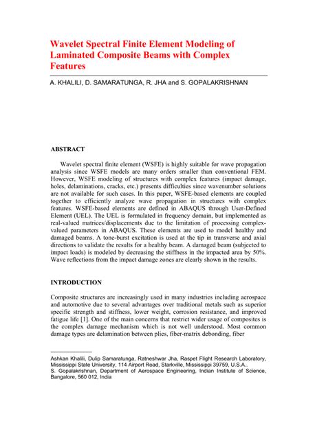 Pdf Wavelet Spectral Finite Element Modeling Of Laminated Composite