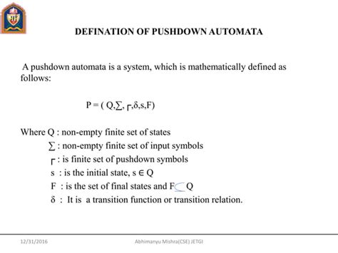Theory Of Automata And Formal Languages Unit 4 Pptx Programming
