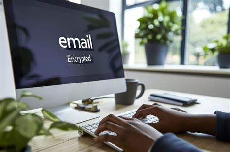 person using computer with encrypted email displayed on screen at night