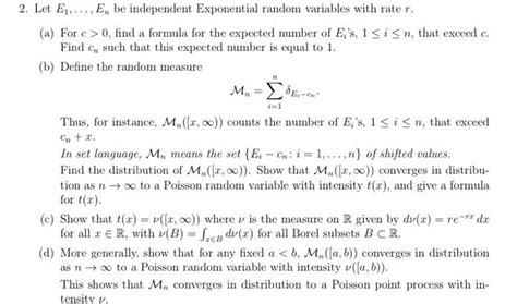 2 Let E1en Be Independent Exponential Random