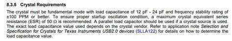 Tusb8041 Crystal Load Capacitance Requirements With Tusb8041