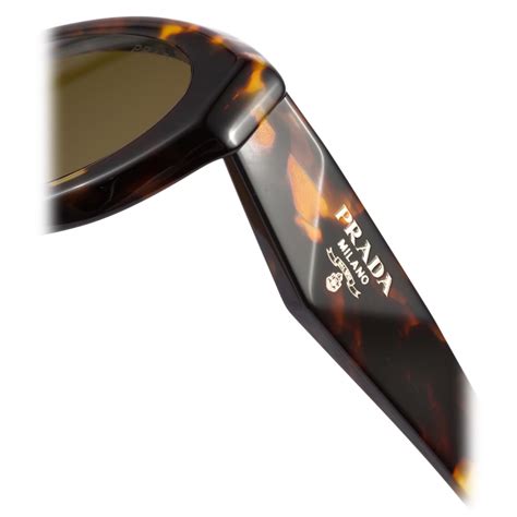 Prada Prada Symbole Oval Sunglasses Honey Tortoiseshell Loden Green Prada Collection
