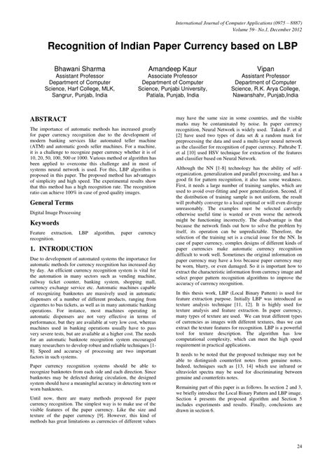 Pdf Recognition Of Indian Paper Currency Based On Lbp