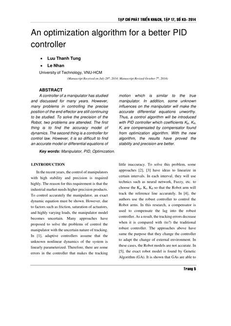 Pdf An Optimization Algorithm For A Better Pid Controller