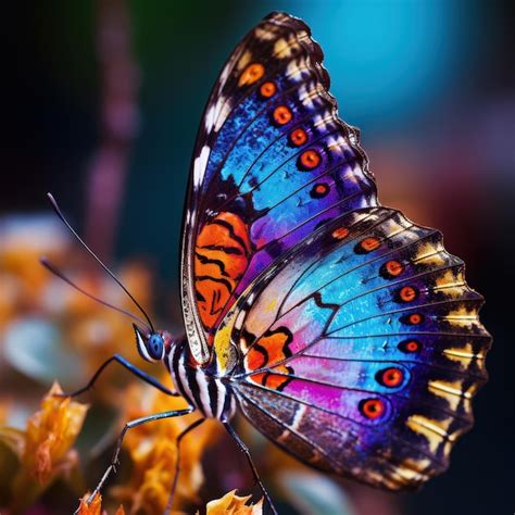 Premium Photo Radiant Flutter Colorful Butterfly Generative Ai