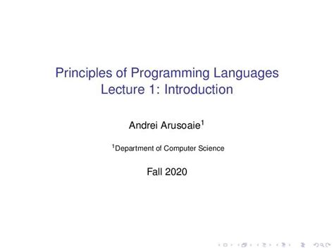 Pdf Principles Of Programming Languages Lecture 1